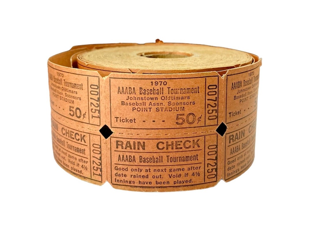 Rare Vintage 1970s AAABA Baseball Tournament Double Stub Ticket Roll ...