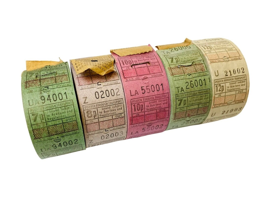Vintage 1960s Ipswich Borough Transport British Bus Ticket Roll 1000 ...