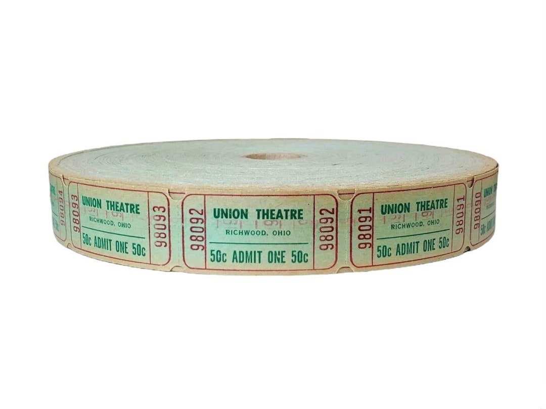 Vintage 1940s Union Theatre Ticket Roll (approximately 2000 Tickets ...