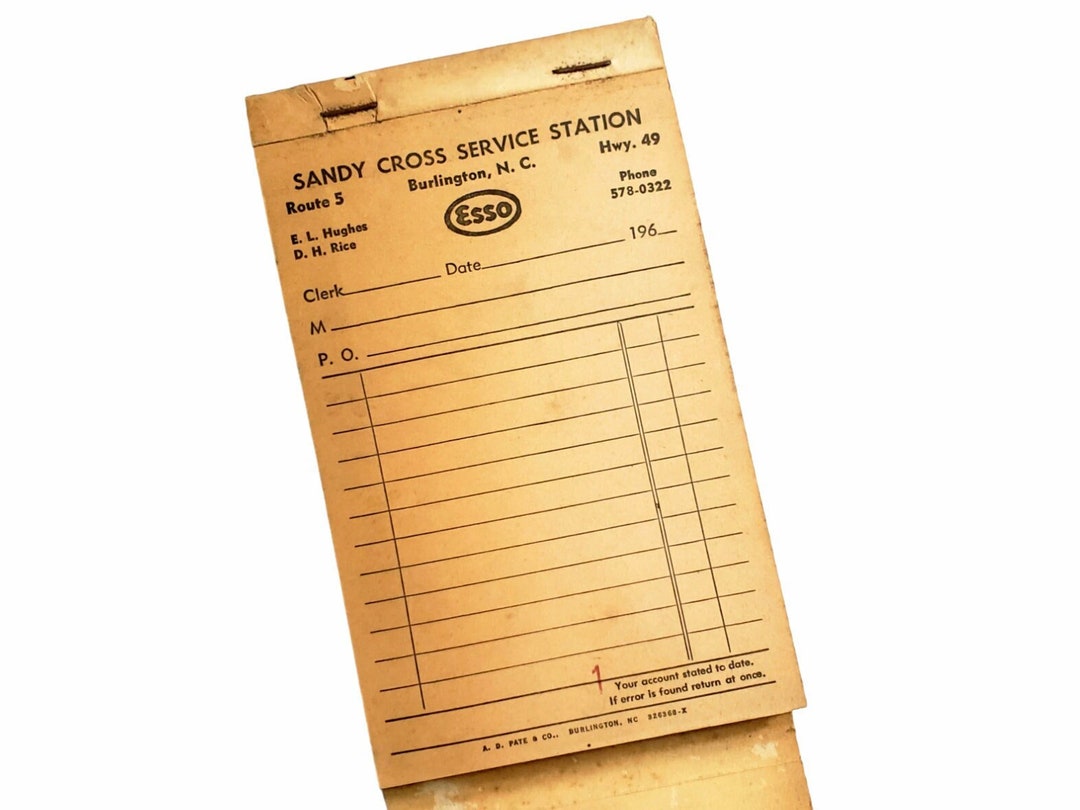 Vintage 1960s Sandy Cross Service Station Full Receipt Book (100 Sheets ...