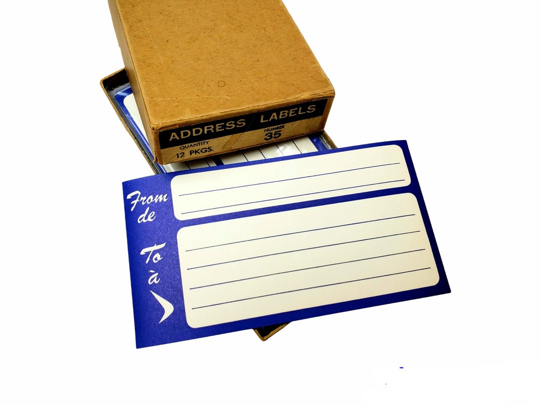 Vintage 1960s Dennison Address Gummed Labels Packets (12 Labels) French ...