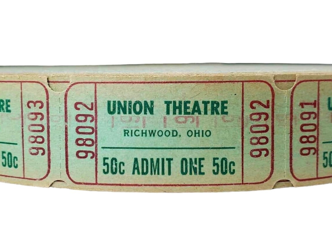 Vintage 1940s Union Theatre Ticket Roll (approximately 2000 Tickets ...