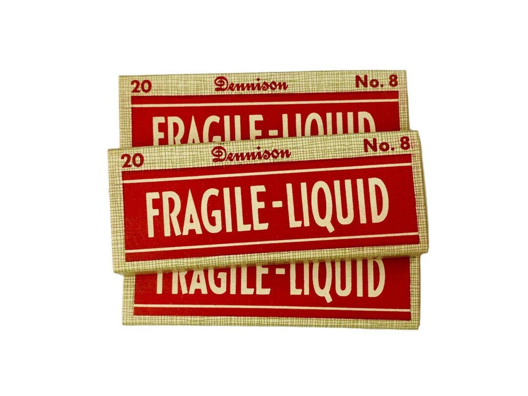 Vintage 1960s Dennison Fragile-liquid Gummed Labels Box N8 20 Labels ...