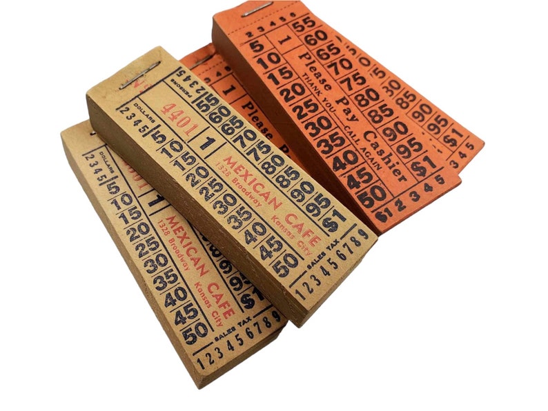 Vintage 1950s Restaurant Cafe Receipt Ticket Books (25 Tickets Choice ...