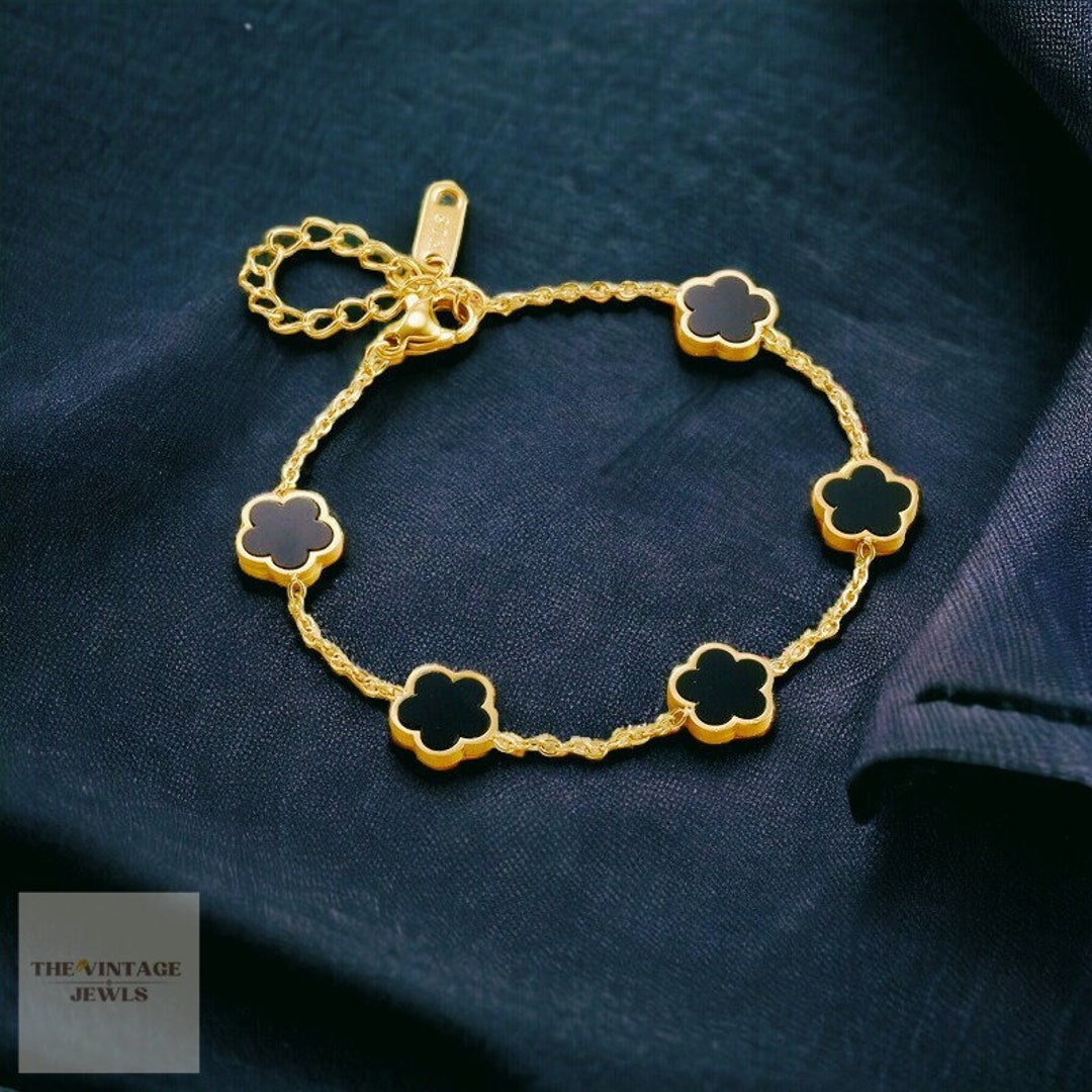 Four-leaf Clovers Gold Bracelet, Clovers Bracelet, Four-leaf Bracelet, Luxury Bracelet, Gold ...