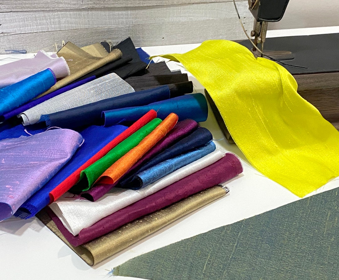 Assorted Pieces of Silk Dupioni and Silk Shantung Fabric Scraps ...