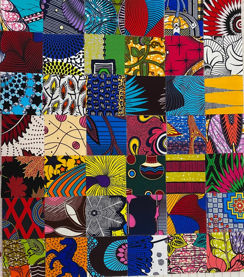 Pack of 42 Squares Quilting African Print Fabric • 100% Cotton Fabric ...