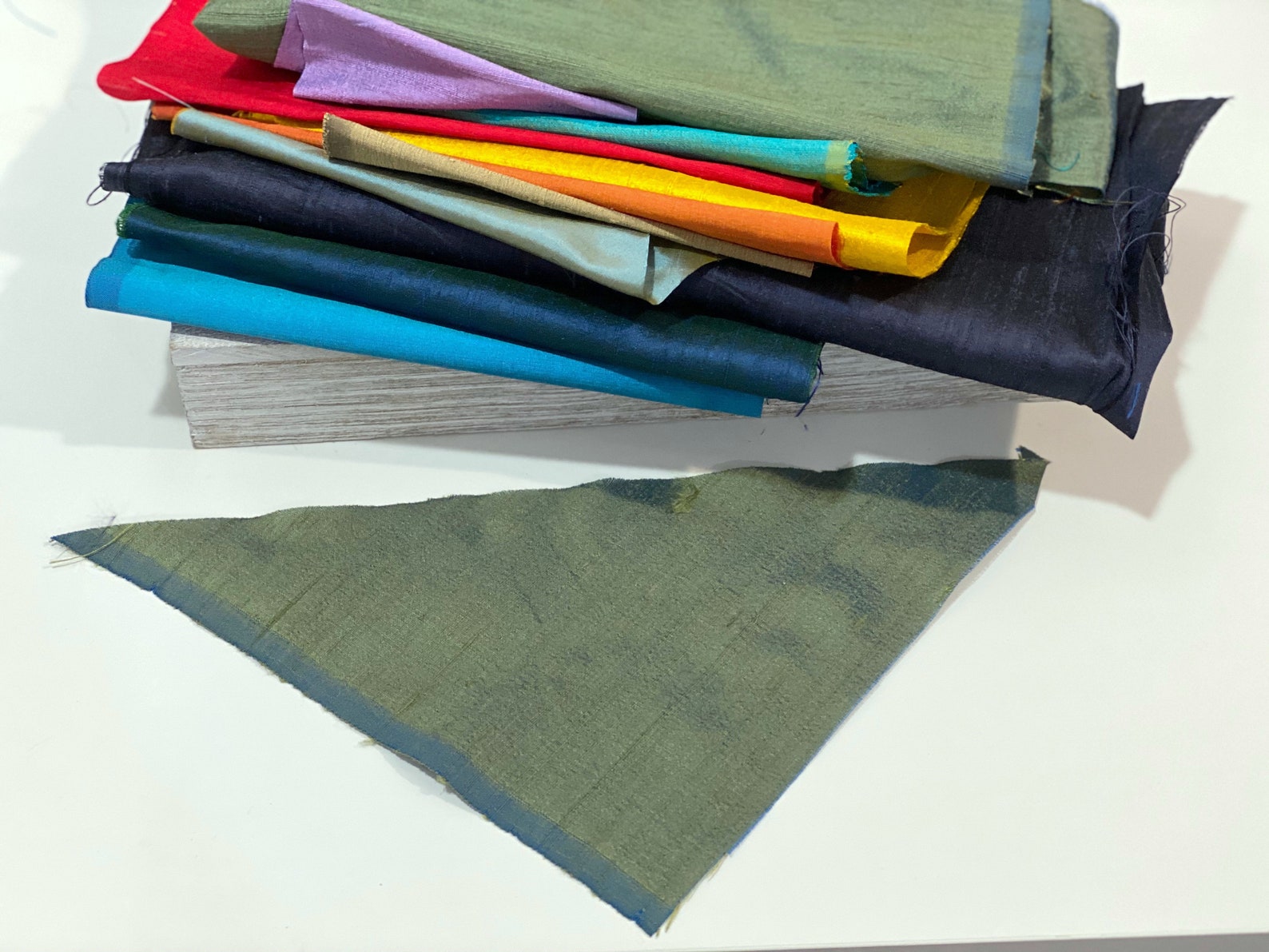 Assorted Pieces of Silk Dupioni and Silk Shantung Fabric Scraps ...