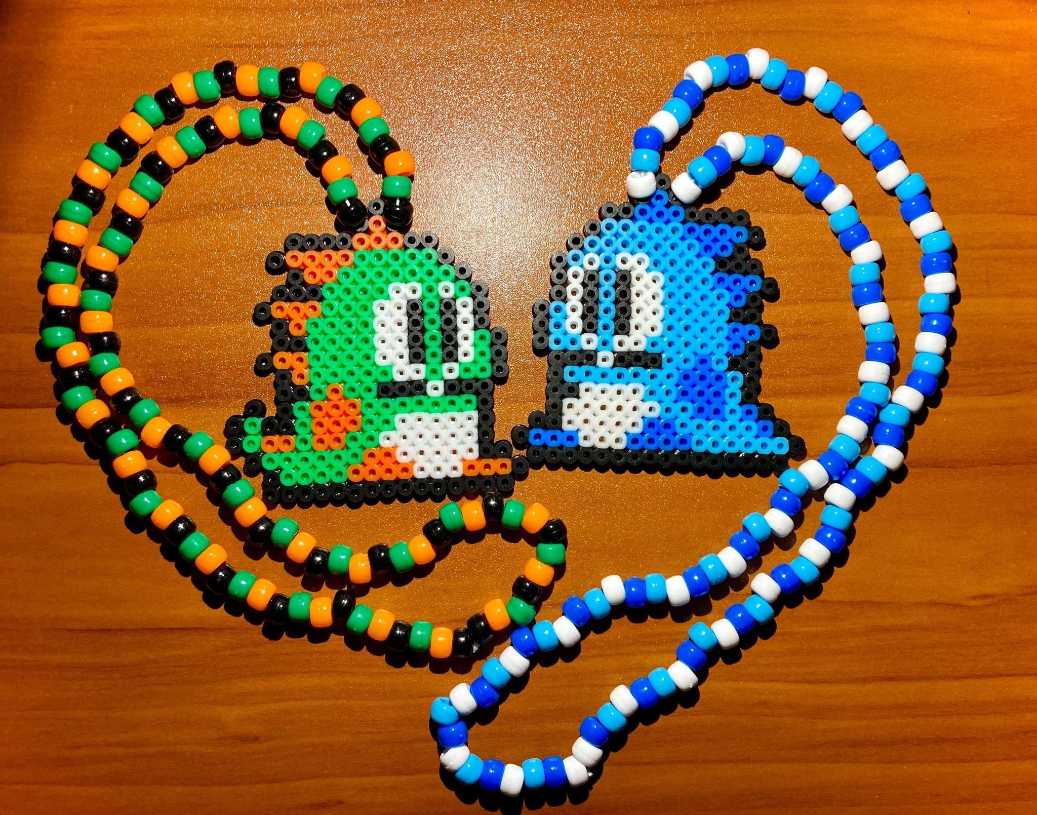 Bubble Bobble Bub and Bob Perler Bead Kandi Necklaces Matching Pair - Etsy