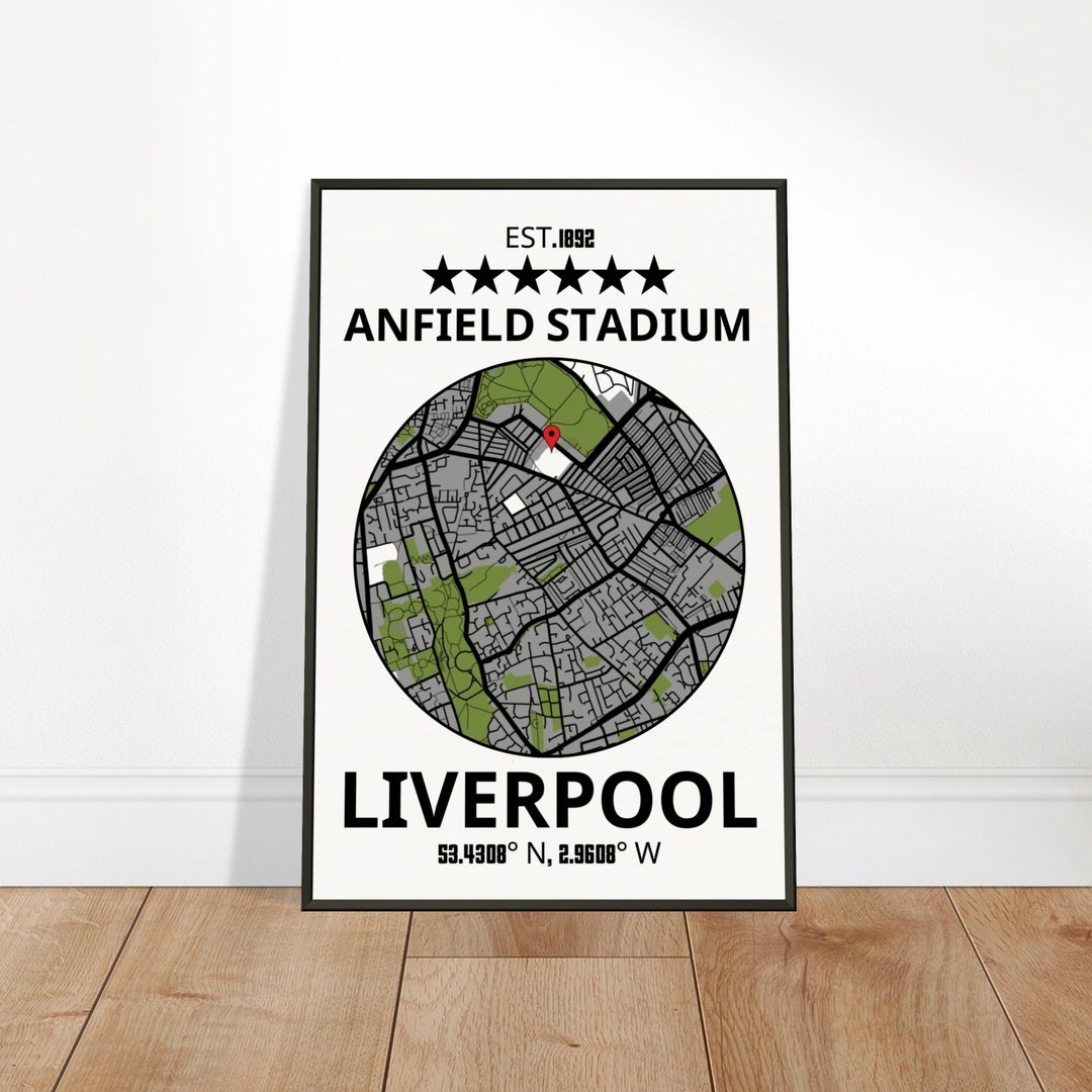 Liverpool / Anfield Map and Co Ordinates Poster Digital Download - Etsy