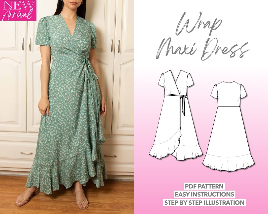 Dress Sewing Pattern Maxi Wrap Dress PDF Pattern Women Sewing Pattern ...