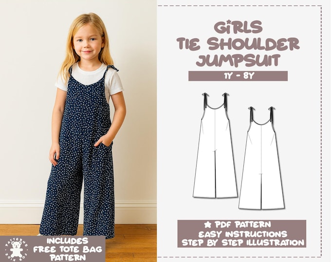 Jumpsuit for Girls - PDF Pattern, PDF Pattern for Girls, Pdf Patterns ...