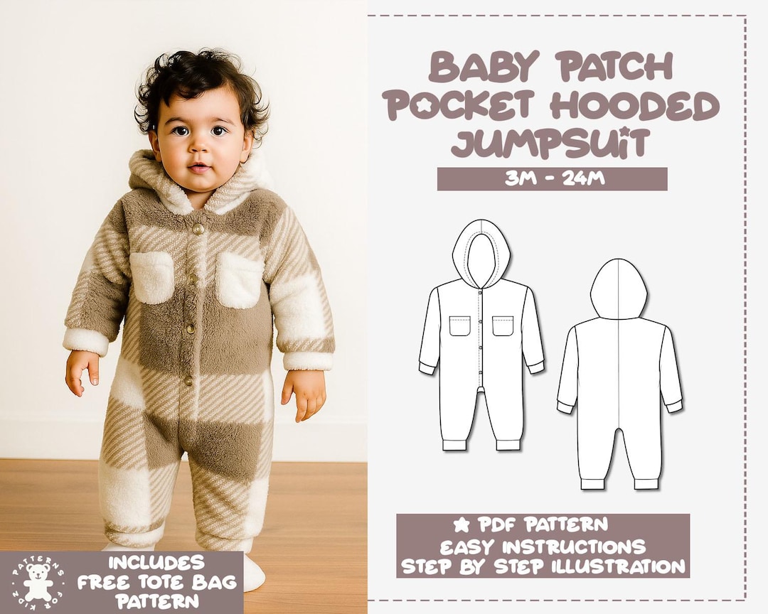 Baby Hooded Jumpsuit Sewing Pattern 3M-24M (PDF Pattern) - Etsy