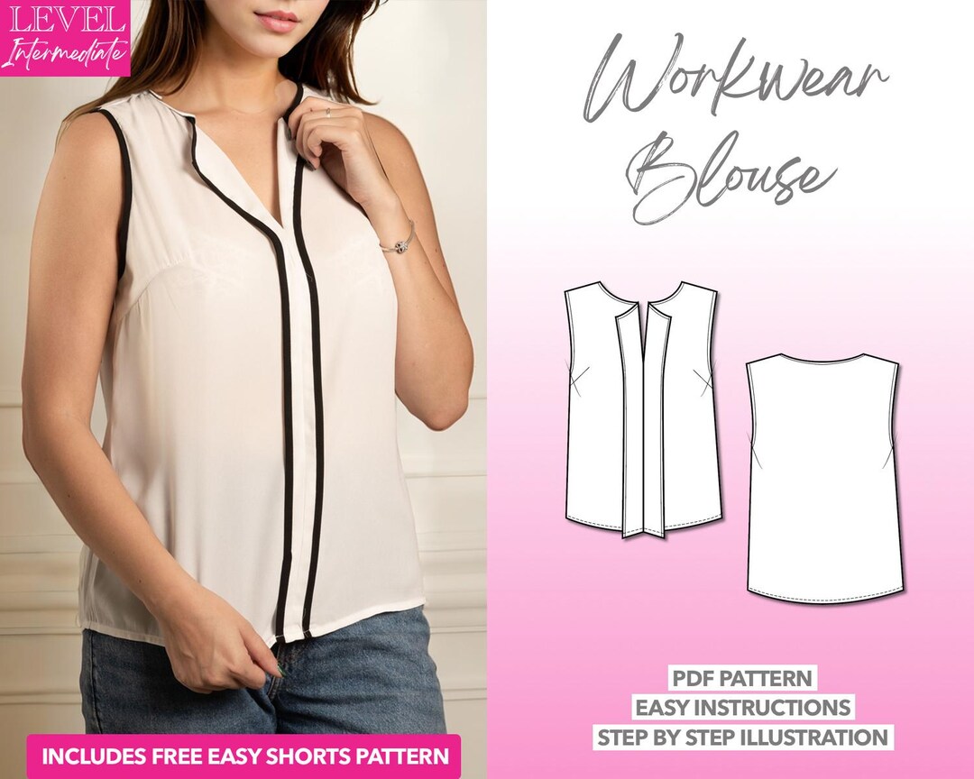 Blouse Sewing Pattern Sleeveless Top Pattern Women Blouse Sewing ...
