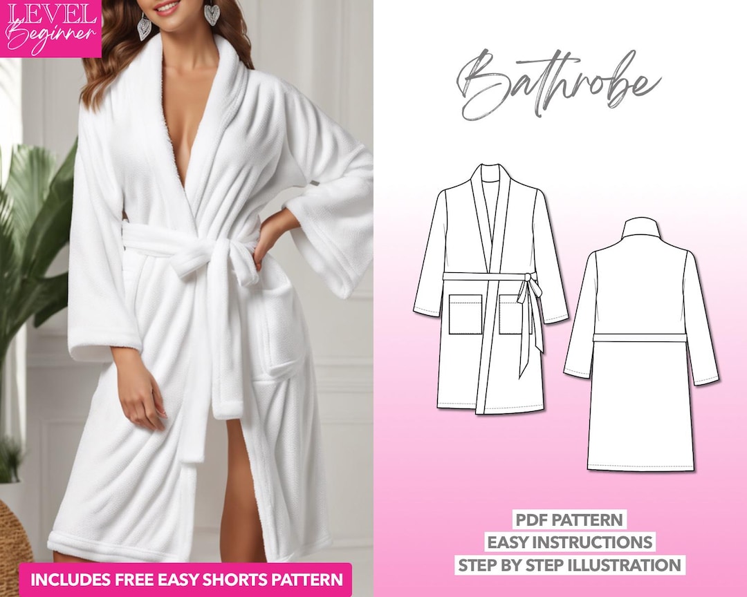 Easy Bathrobe Sewing Pattern: Shawl Collar Loungewear (PDF Pattern, XS-XXXL) - Etsy