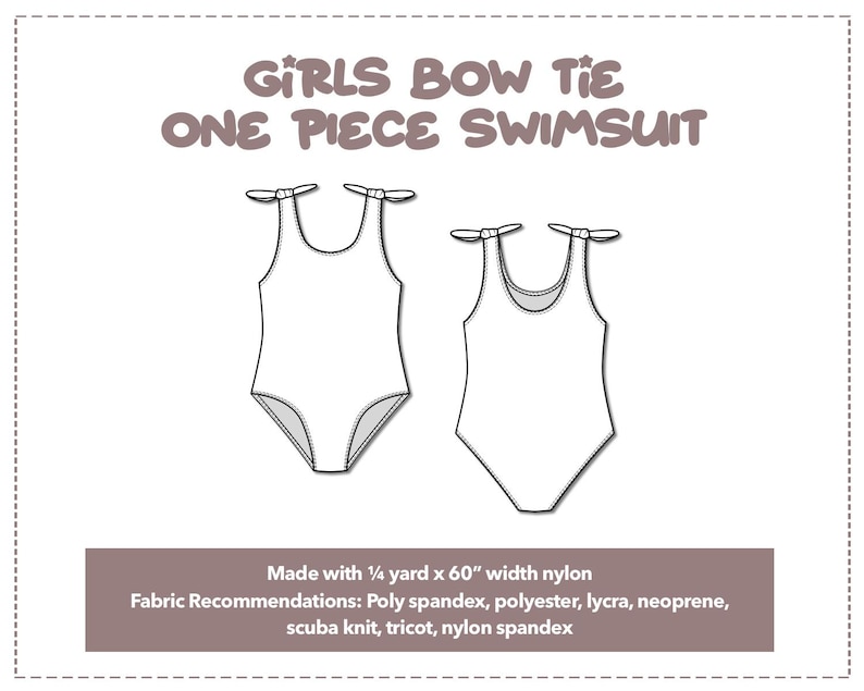 Girls Bow Tie Swimsuit Sewing Pattern: One Piece Swimwear (PDF Pattern ...