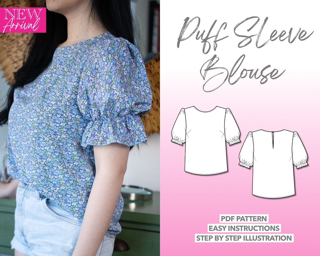 Puff Sleeve Blouse Sewing Pattern Blouse Pattern Women Top - Etsy
