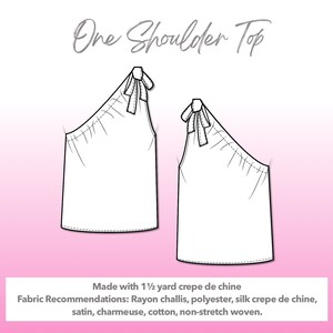 One Shoulder Top Sewing Pattern: Women's Blouse (PDF Pattern, XS-XXXL ...