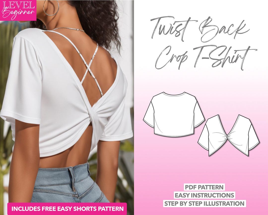 Crop T-shirt Sewing Pattern Cute T-shirt PDF Pattern Women Top Sewing ...