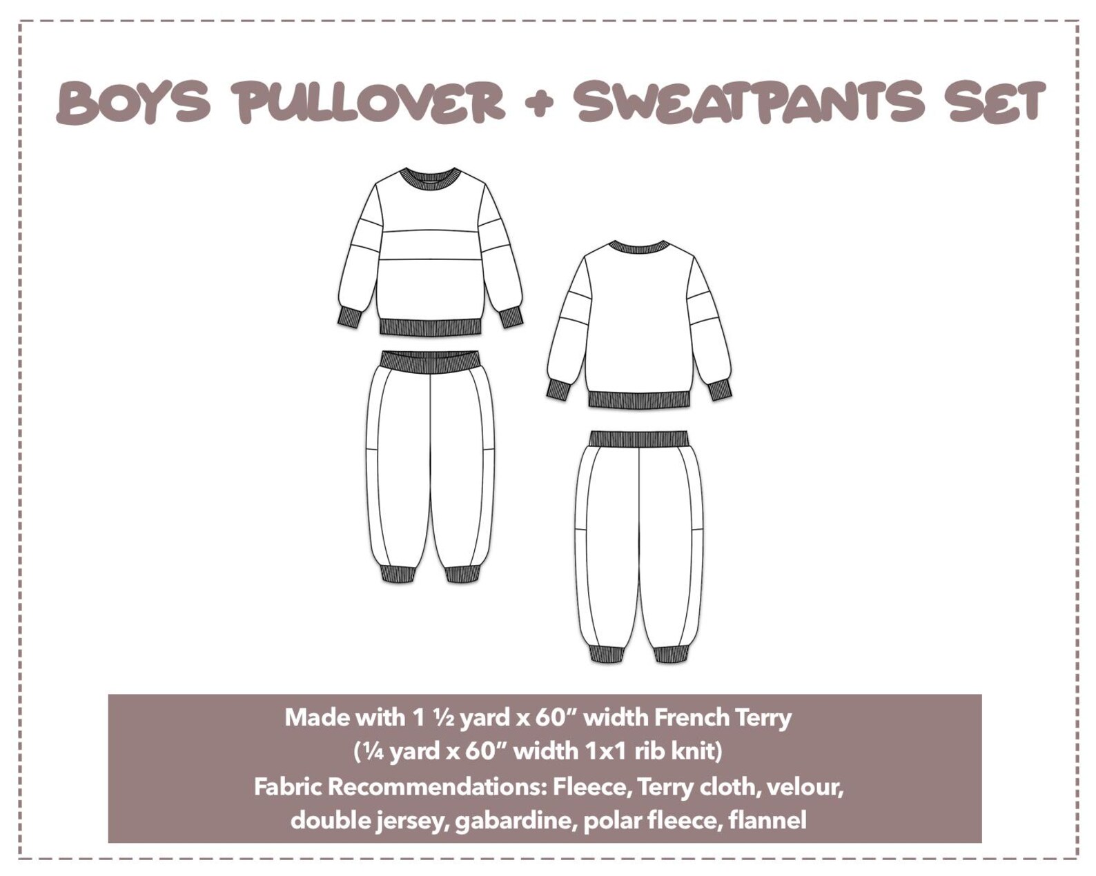 Boys Pullover Sweatpants Set Sewing Pattern (PDF Pattern) - Etsy