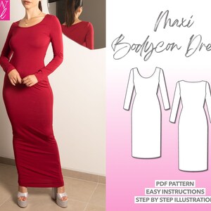 Dress Sewing Pattern Bodycon Dress PDF Pattern Women Sewing Pattern ...