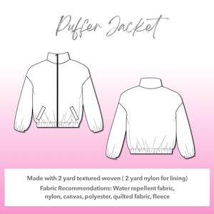 Puffer Jacket Sewing Pattern Women Sewing Pattern Zip up Jacket PDF ...