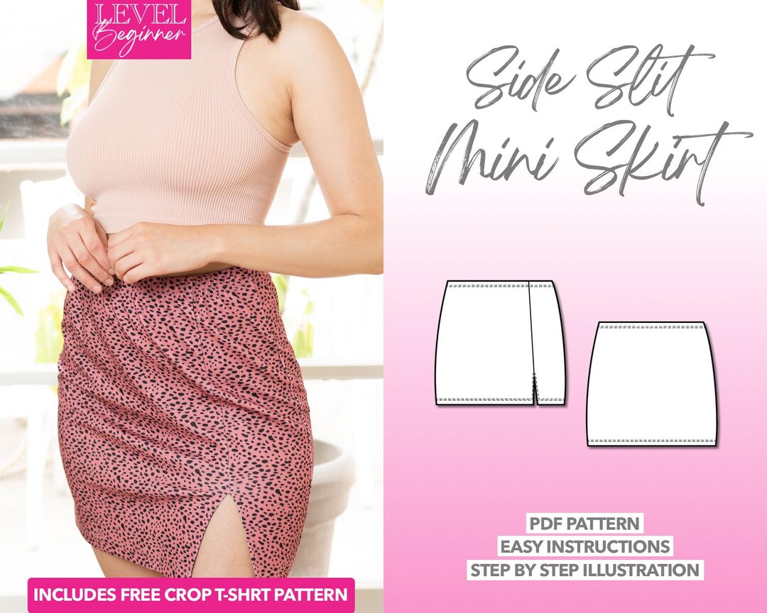 Skirt Sewing Pattern Slit Skirt Pattern Mini Skirt Pattern Women Skirt ...