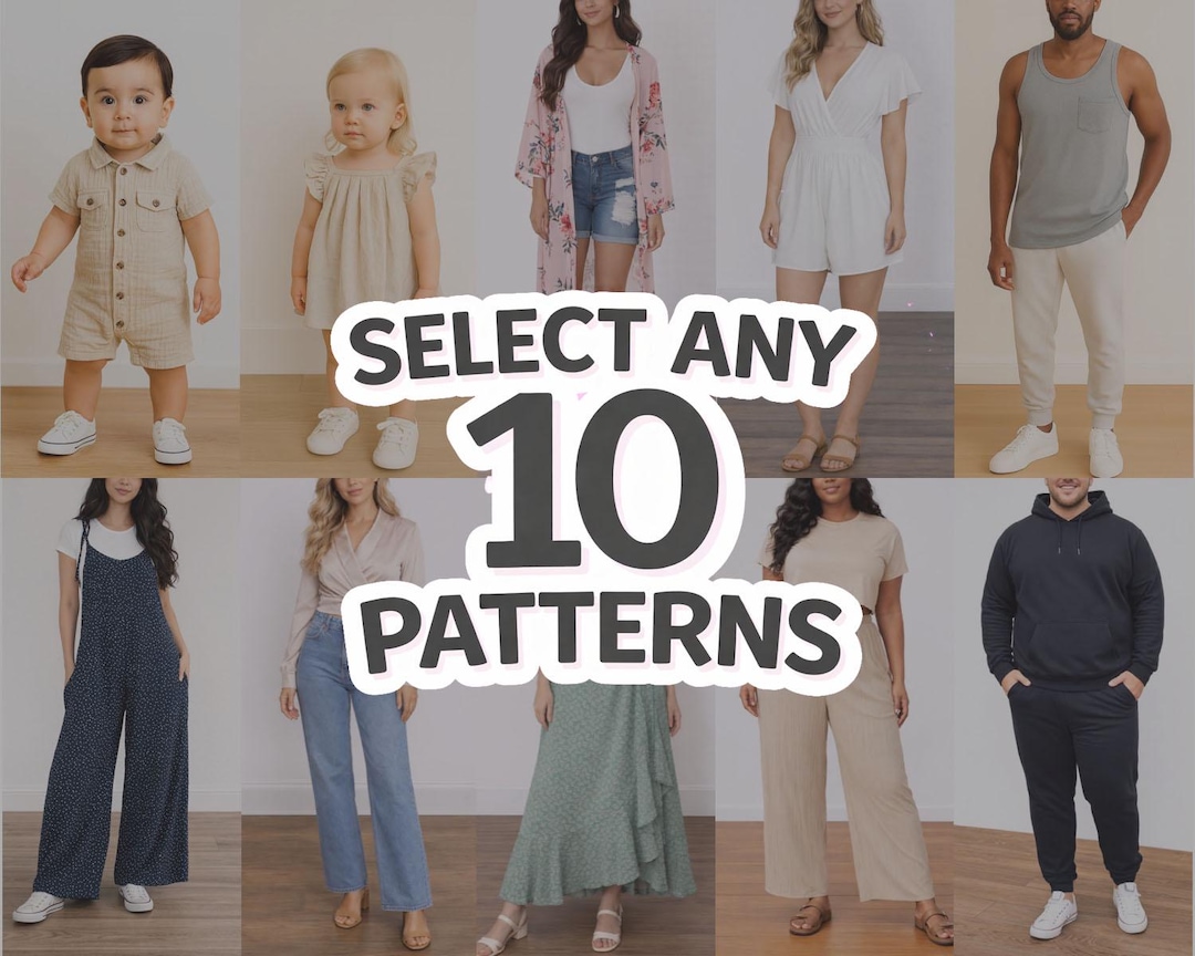 Custom Sewing Pattern Bundle: Choose 10 PDF Patterns, Women's, Men's ...