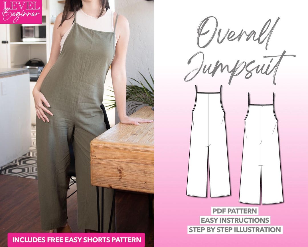 Overall Jumpsuit Sewing Pattern: Women's Dungaree PDF (XS-XXXL) + Bonus ...