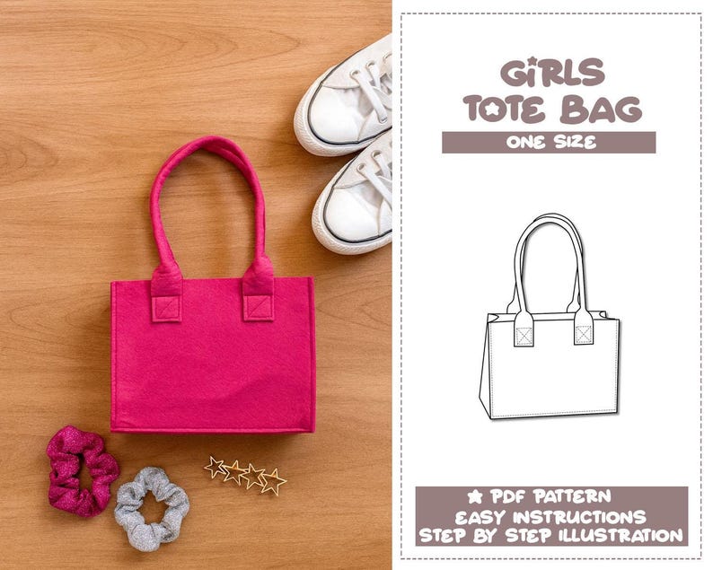 Girls Tote Bag Sewing Pattern: Easy Kids Purse (PDF Pattern) - Etsy