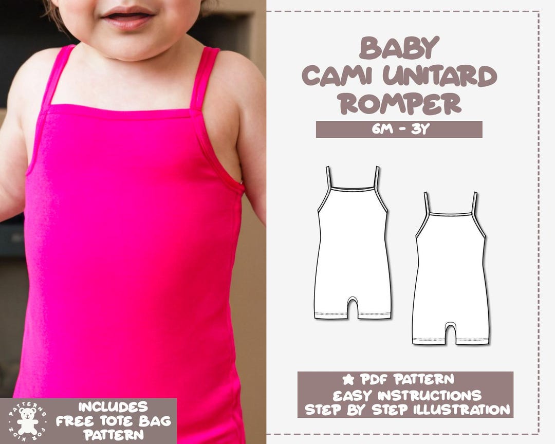 Baby Romper Sewing Pattern 6M-3Y Baby Pattern Cami Unitard Romper PDF ...