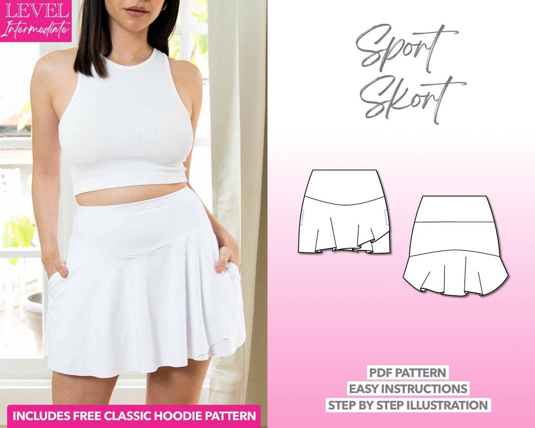 Sport Skort Sewing Pattern: Women's Knit Skirt, XS-XXXL (PDF Pattern ...