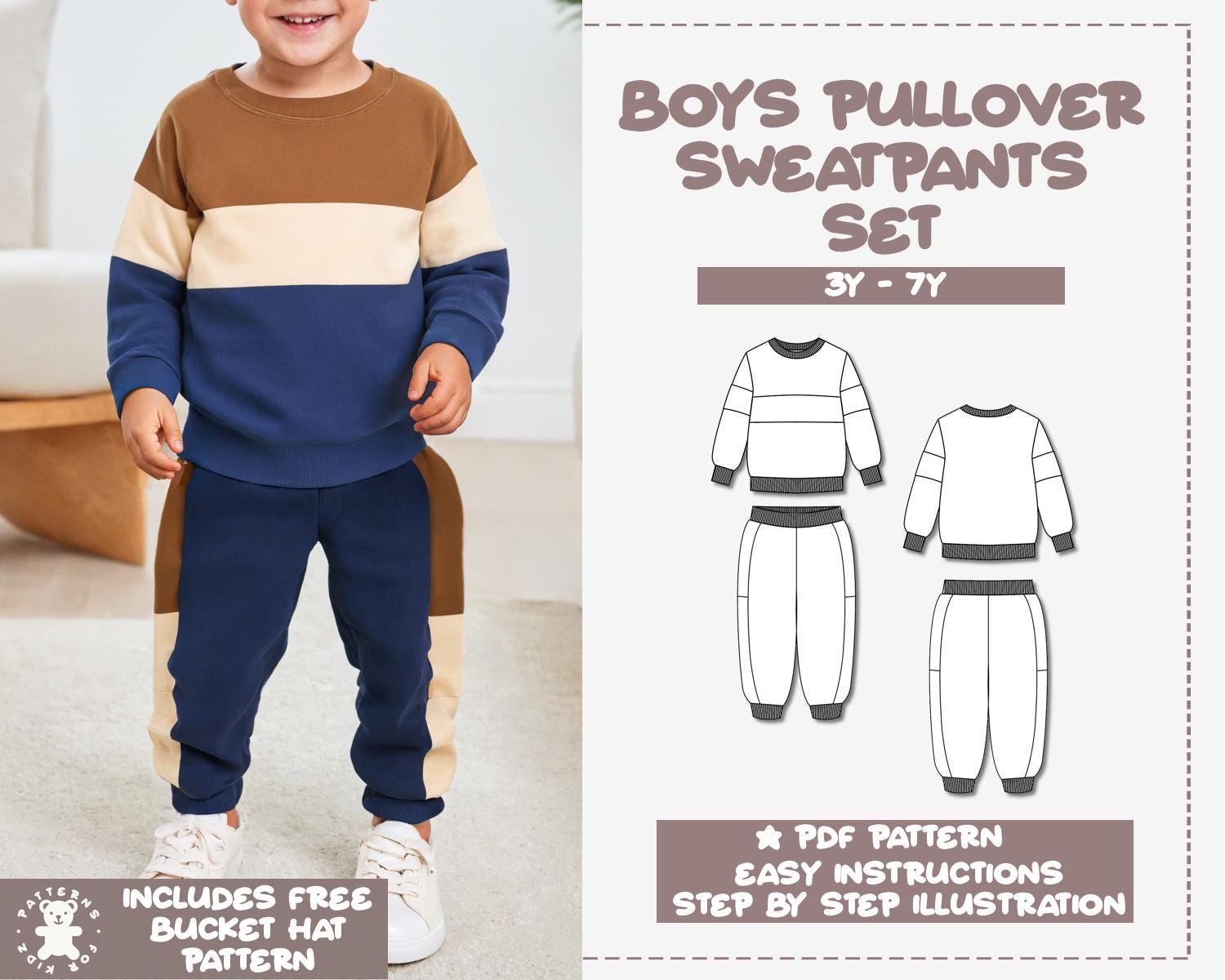 Boys Pullover Sweatpants Set Sewing Pattern (PDF Pattern) - Etsy