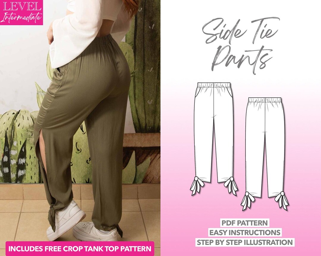 Pants Sewing Pattern Side Tie Pants Pattern Women Sewing Pattern Boho ...