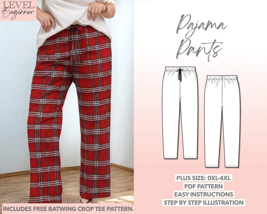 Plus Size Pajama Pants Sewing Pattern: Women's PDF (0XL-4XL) - Etsy