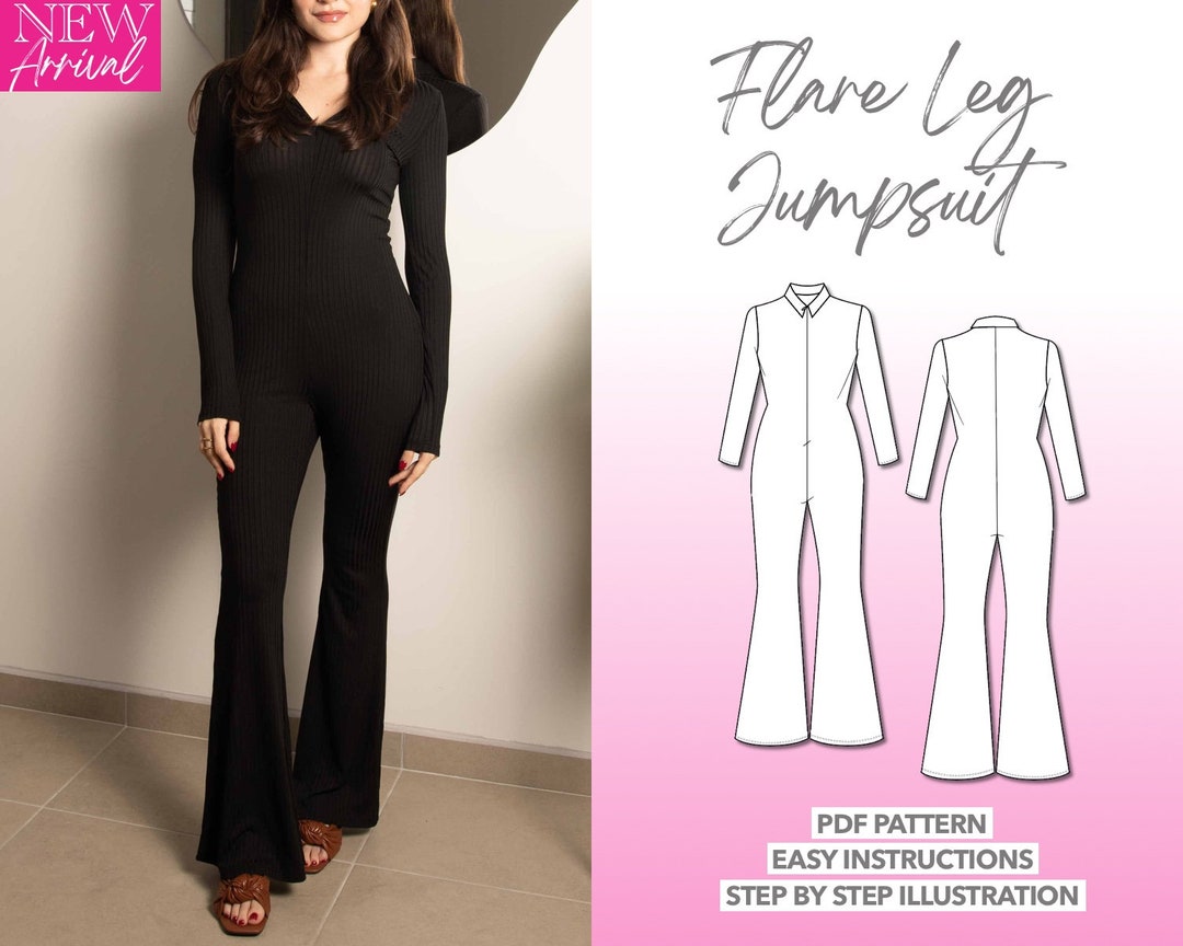 Jumpsuit Sewing Pattern Women PDF Pattern Loungewear Sewing Pattern Knit Jumpsuit Pattern Zip up ...