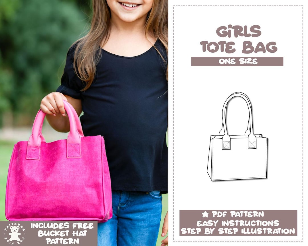 Bag Sewing Pattern Girls Tote Bag PDF Pattern Kids Bag Sewing Pattern ...