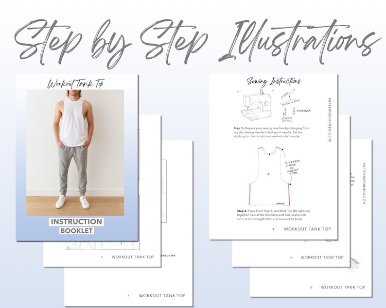 Men's Workout Tank Top Sewing Pattern: Beginner Friendly (PDF Pattern ...