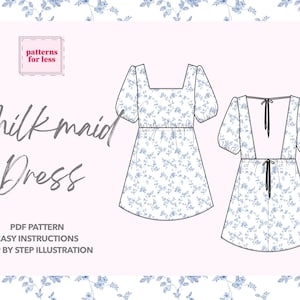Milkmaid Dress Sewing Pattern Women Dress Sewing Pattern Cottage Core ...
