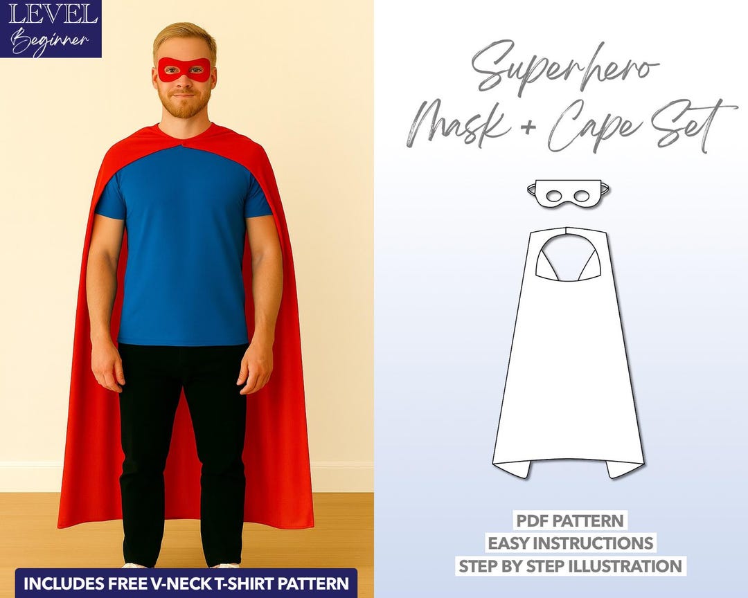 Superhero Cape and Mask Sewing Pattern Set (PDF Download) - Etsy