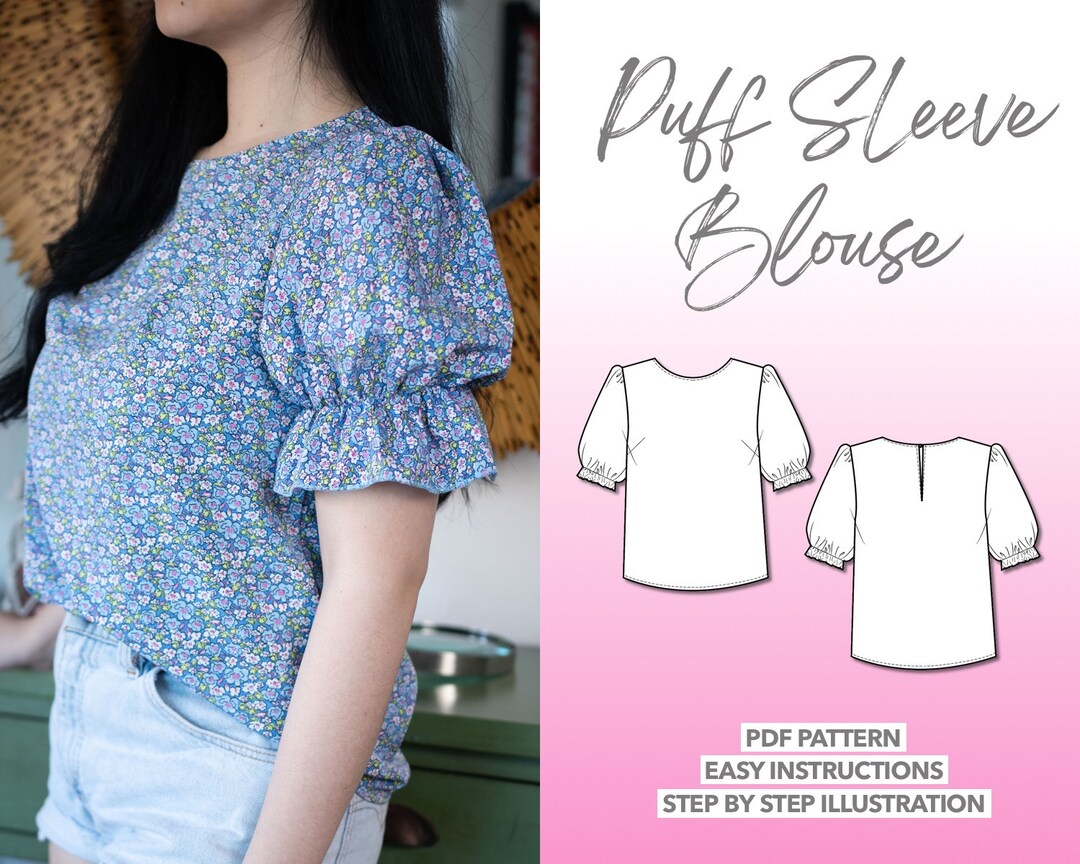 Puff Sleeve Blouse Sewing Pattern Blouse Pattern Women Top Sewing Pattern Cottagecore Top ...
