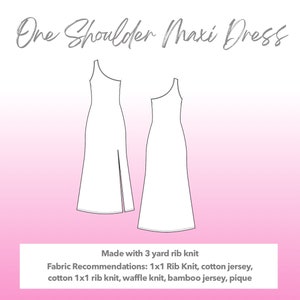 One Shoulder Maxi Dress Sewing Pattern (PDF Pattern) - Etsy