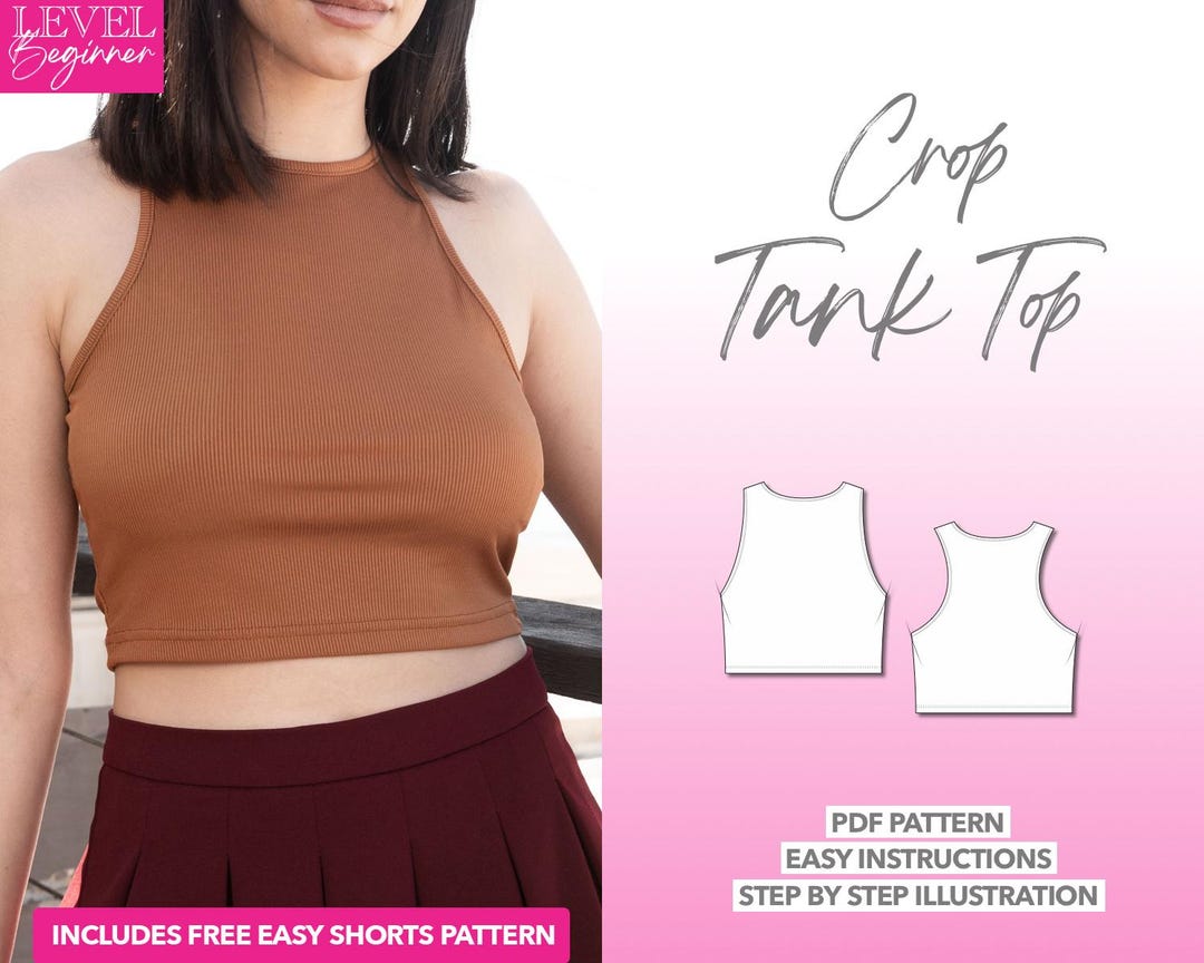 Tank Top Sewing Pattern Crop Top Cute Tank Top PDF Pattern Easy Sewing ...