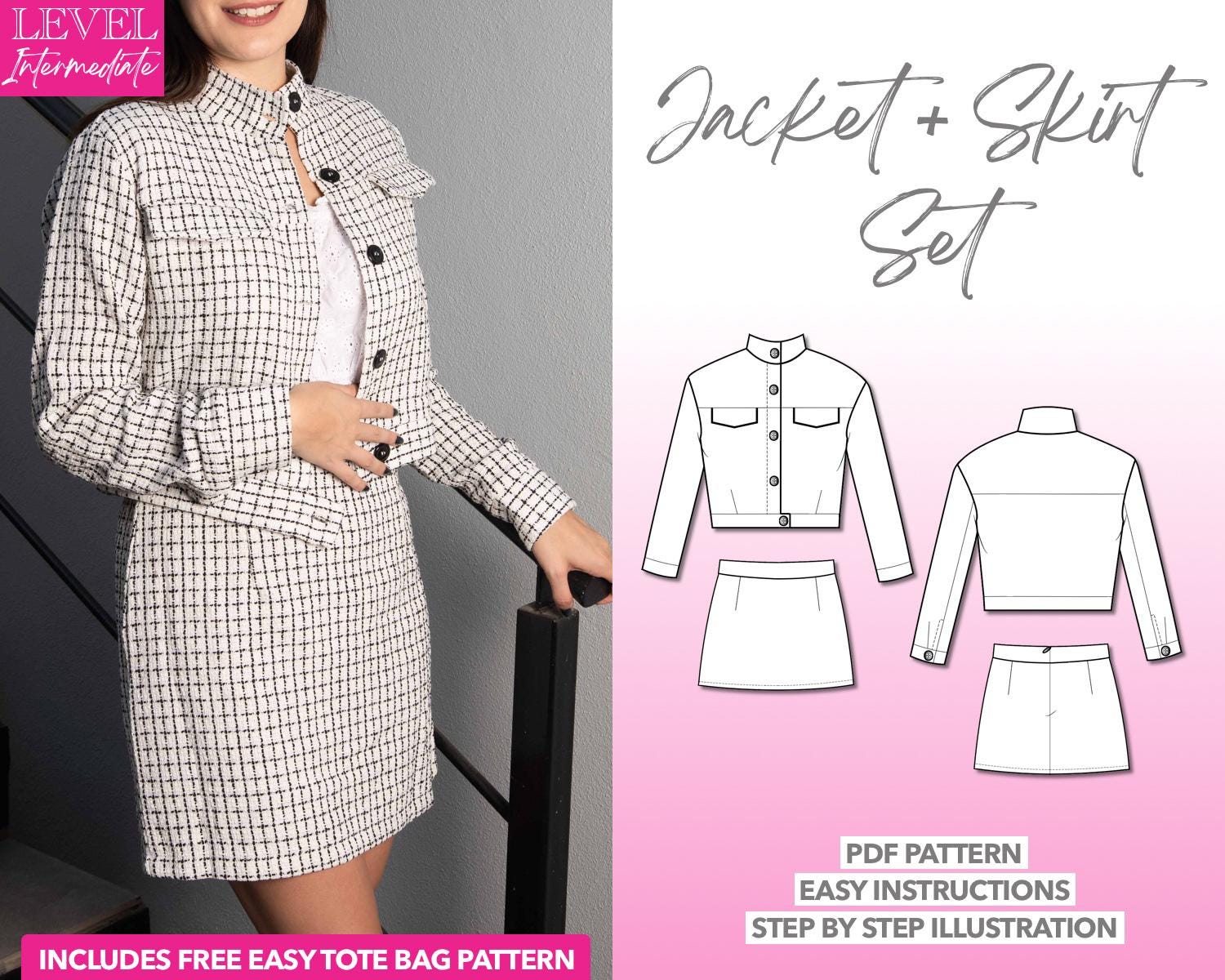 Jacket and Skirt Set Sewing Pattern Women PDF Pattern Tweed Jacket and Skirt Set Sewing Pattern Women PDF Pattern Tweed
