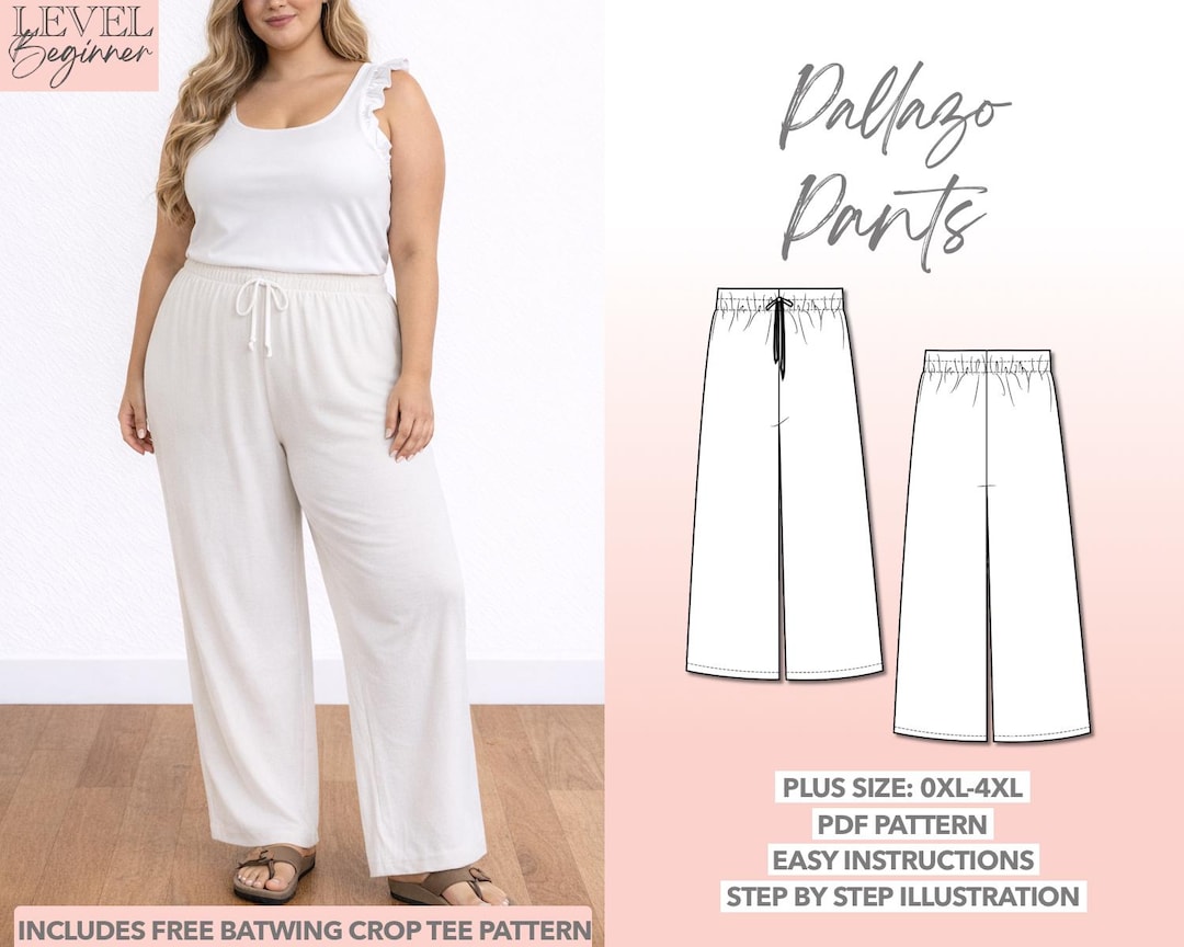 Plus Size Palazzo Pants Sewing Pattern 0XL-4XL (PDF Pattern) - Etsy