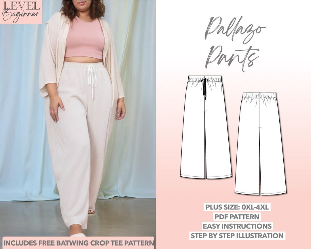 Plus Size Palazzo Pants Sewing Pattern 0XL-4XL (PDF Pattern) - Etsy