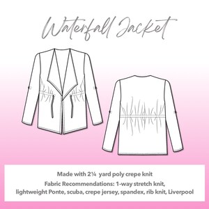 Waterfall Jacket Sewing Pattern: Asymmetrical Collar, XS-XXXL (PDF ...