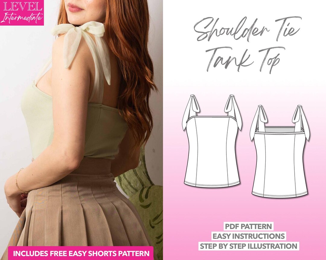 Shoulder Tie Tank Top Sewing Pattern (PDF Download) - Etsy