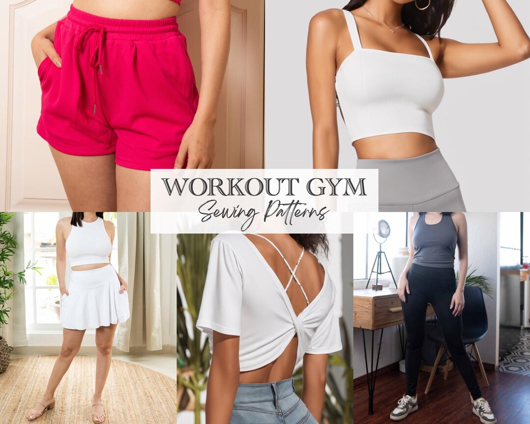 Workout Outfit Sewing Pattern Bundle: Leggings, Top, Shorts (PDF ...