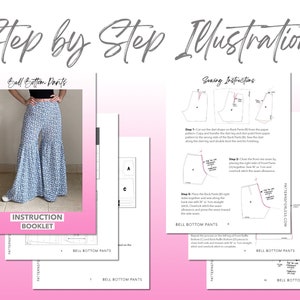 Bell Bottom Pants Sewing Pattern: High Waist Boho Style (PDF Pattern) - Etsy